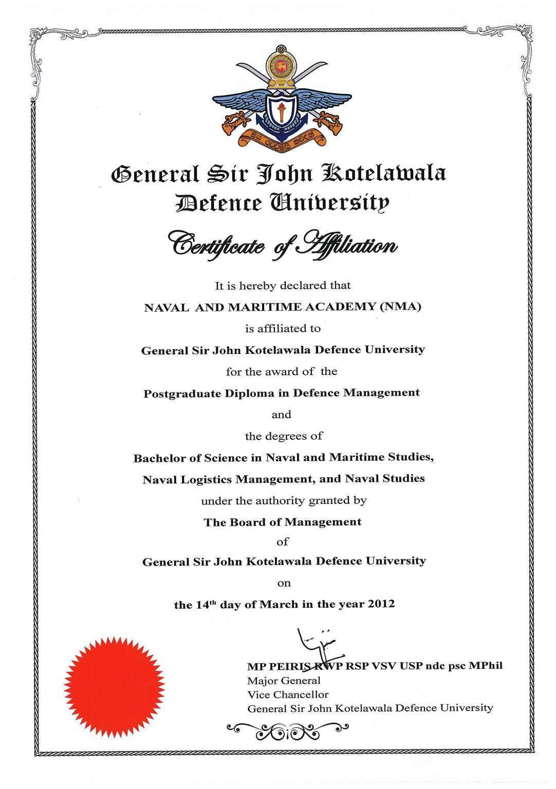 AFFILIATED CERTIFICATES – Naval and Maritime Academy
